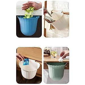 JIBIACB Small Garbage Can Wastebasket,Compost Bin Indoor Kitchen,Wall Mounted for Cabinet Door Hanging Garbage Bin (White)