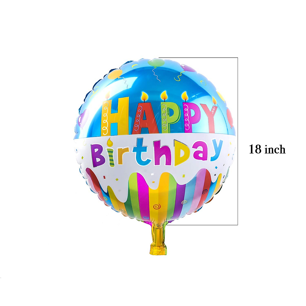 Happy Birthday Aluminum Foil Balloons (50-Pieces) Helium Floating Mylar Balloon Party Decoration Supplies - 18 Inches Round Inflatable Balloons