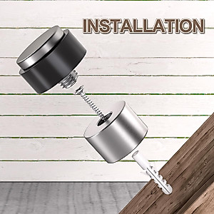 SANATO Nickel Cylindrical Floor Mounted Stainless Steel 304 Door Stop Door Stopper with Black Rubber, 4 Pack