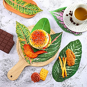 Kisston 100 Pcs Charcuterie Board Parchment Paper Tropical Leaves 8.7 Inch Paper Leaves for Cheese Board Double Sided Tropical Leaves Paper for Tropical Party Decorations Holiday Table Food Serving