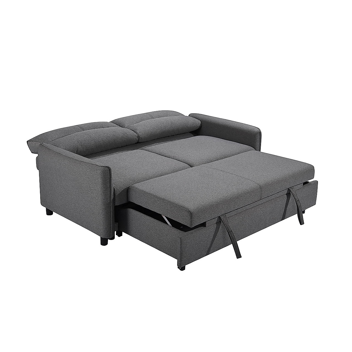 74.5" W Futon Loveseat W/Pull Out Sleeper Couch Bed and 2 Pillows,3 in 1 Reclining Backrest Love Seat Convertible Queen Size Sleeper&Sofabed for Home Apartment Office Living Room