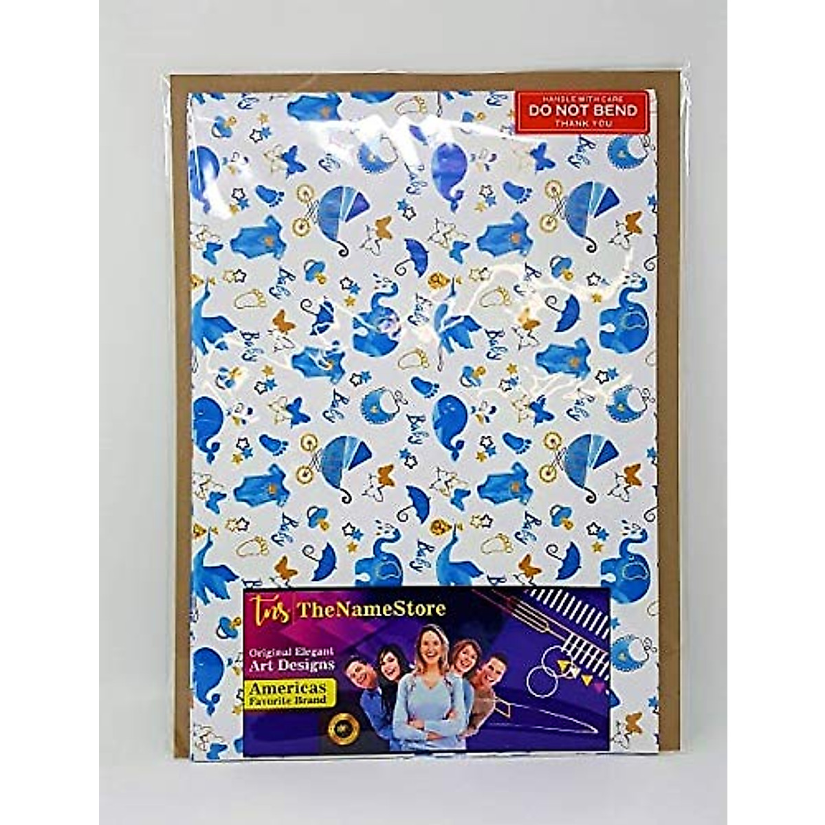 Gift Wrapping Paper 30" x 84" Sheet Vintage Style (Baby Boy)