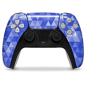 WraptorSkinz Skin Wrap compatible with Sony PS5 DualSense Controller Triangle Mosaic Blue (CONTROLLER NOT INCLUDED)
