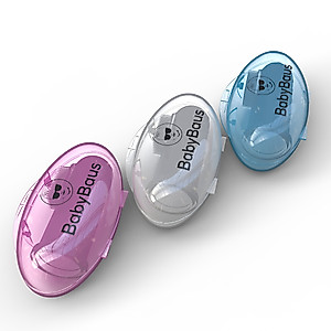 BabyBaus: Baby Finger Toothbrush | Easy Oral Hygiene for Kids, Toddlers, Babies and Pets | Soft, Massaging Bristles, Ergonomic Design – Set of 3, with 3 Cases in Blue, Pink, Clear