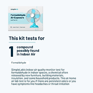 Formaldehyde Air Exposure Test by SimpleLab | Indoor Air Quality Test for Home, Testing Formaldehyde | Laboratory Test Kit | at Home Air Test | Test HVAC Systems and Monitor Your Indoor Air Quality