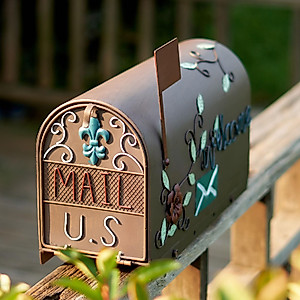MEIYIHUI Heavy Duty Galvanized Steel Mailbox Post, Mailboxes for Outside,Curbside Mailbox,Rural Mail Box Postal Storage Box Outdoor Decor (Brown)