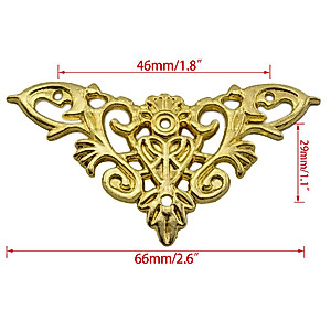 Furniture Decorative Edge Cover Antique Metal Carved Corner Protector for Jewelry Box, Album, Book, Cabinet, Desk etc. 12pcs Gold