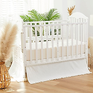 Brandream Gender Neutral Boho Bohemian Baby Girl Boy Nursery Crib Bedding Set 3 Pieces Solid White Farmhouse Chic Unisex Minimalist Tassel Fringe Macrame Cozy 100% Washed Cotton