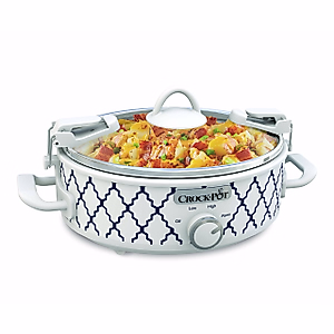 Crockpot 2.5-Quart Mini Casserole Crock Slow Cooker, White/Blue