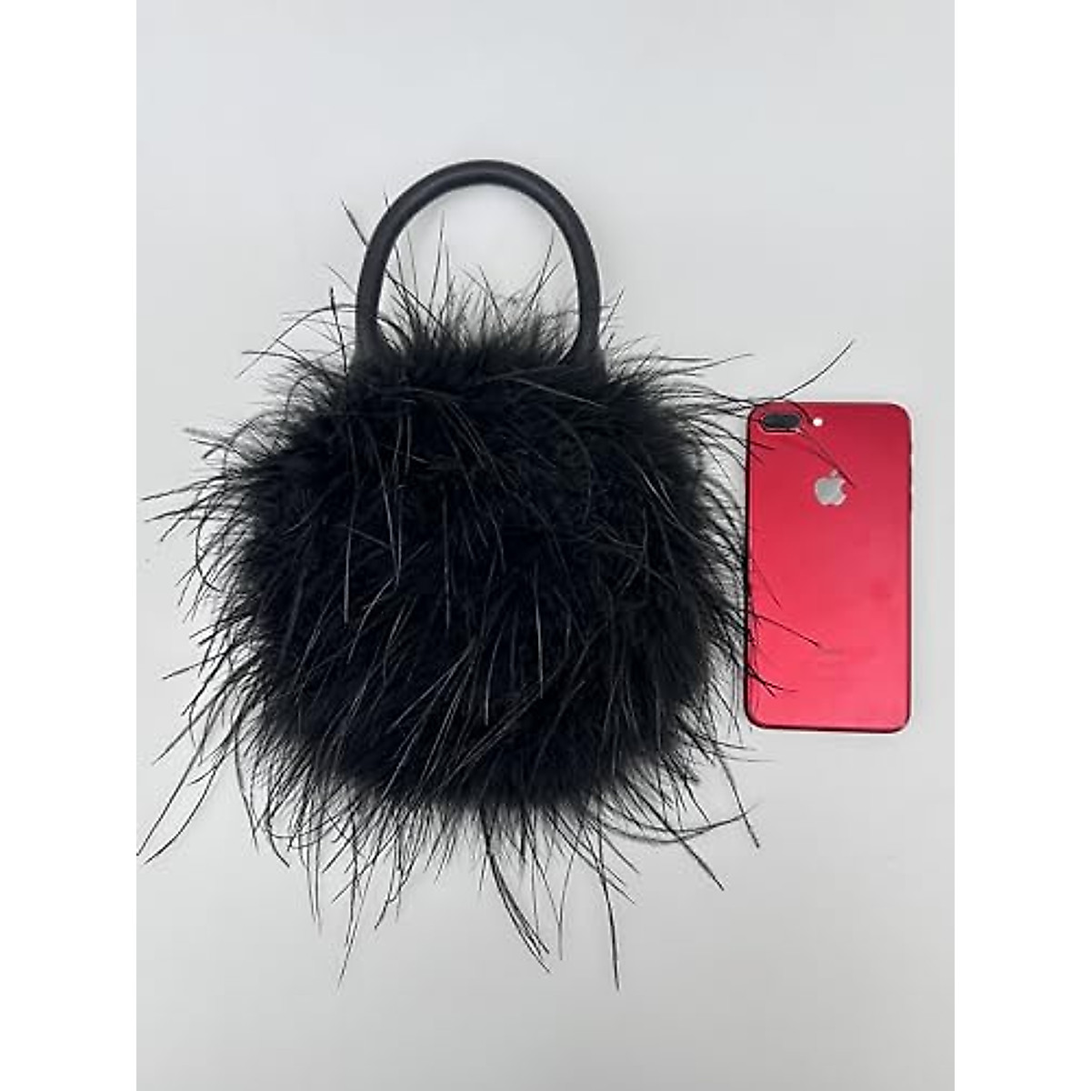 LVCOMEFF Women Ostrich Feather Purse Mini Handbag for Party Furry Casual Daily 2023 Bubblegum Color…