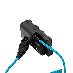 KONDOR BLUE Braided Coiled D-Tap to Dummy Battery NPF Cable Compatible with Sony L-Series SmallHD Monitors LED Lights and More.