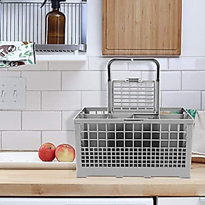 SOLUSTRE Utensil Drain Basket Cutlery Drying Rack Plastic Chopsticks Utensil Sponge Holder Divided Sink Dishwasher Rack Drainer Caddy with Handle for Soap Dishwashing Liquid Drainer