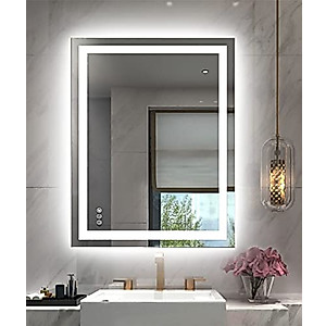 Amorho LED Bathroom Mirror 24"x 36" with Front and Backlight, Stepless Dimmable Wall Mirrors with Anti-Fog, Shatter-Proof, Memory, 3 Colors, Double LED Vanity Mirror(Horizontal/Vertical)