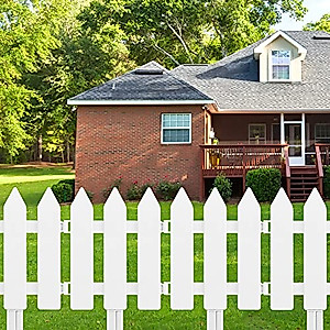 ELECLAND 22 Pieces Garden Fence with 22 Pieces Fence Insert White Plastic Fence Garden Picket Fence Edgings Lawn Flowerbeds Plant Borders Decorative Garden Yard