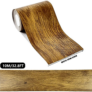 DESOMINOR 32.8Ft Brown Border Peel &Stick Wood Grain Wallpaper Border Removable Waterproof Bathroom Mirror Frame Sticker (Brown)