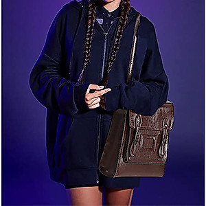 Yoniza Wednesday Addams Backpack Vintage Black Leather Backpack Durable Wednesday Backpack Adjustable Backpack For Women