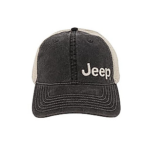 Jeep Garment Washed Trucker Hat - Black