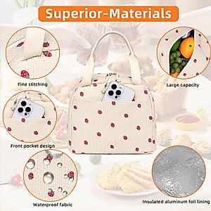 LEDAOU Lunch Box for Women Insulated Lunch Bag Corduroy Lunch Tote Bags Leakproof Cooler Lunch Case for Travel Work Picnic