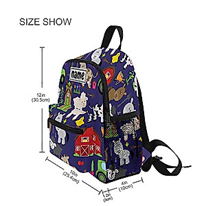 Glaphy Custom Kid's Name Backpack, Farm Animal Pattern Toddler Backpack for Daycare Travel, Personalized Name Preschool Bookbags for Boys Girls