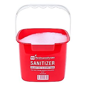 Restaurantware RW Clean 8 Quart Cleaning Bucket 1 Detergent Square Bucket - With Measurements Built-In Spout And Handle Red Plastic Utility Bucket For Home Or Commercial Use