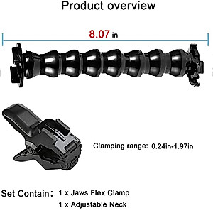 FiTSTILL Jaws Flex Clamp Mount with Adjustable Gooseneck 8-Section Compatible with Go Pro Hero 11,10. 9, 8, 7, 6, 5, 4, Session, 3+, 3, 2, 1, Max, Fusion, DJI Osmo Action Cameras