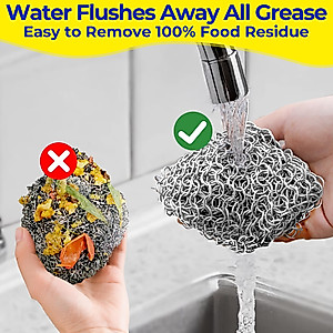 Amagabeli Cast Iron Cleaner 8"x6" Rectangle Metal Scrubber with Hanging Ring 316 Premium Stainless Steel Chainmail Scrubber for Cast Iron Pans CS03