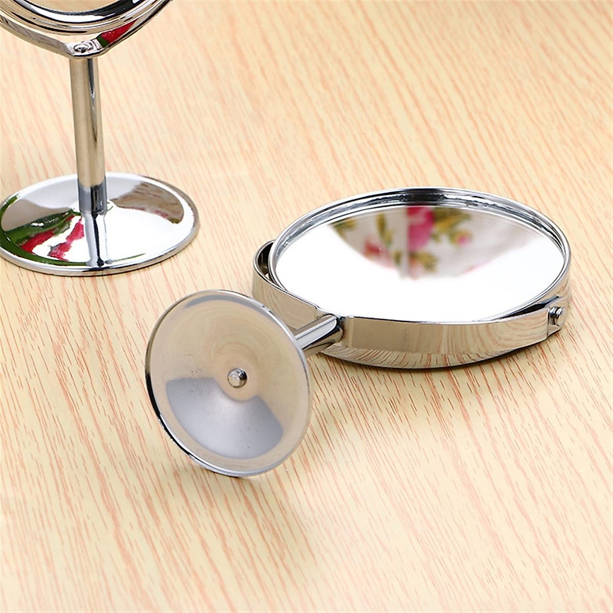 LEEOX Make Up Mirror Magnification Circular Makeup Mirror Dual 2 Sided Round Shape Rotating Cosmetic Mirror Stand Magnifier Mirror Standing Mirror