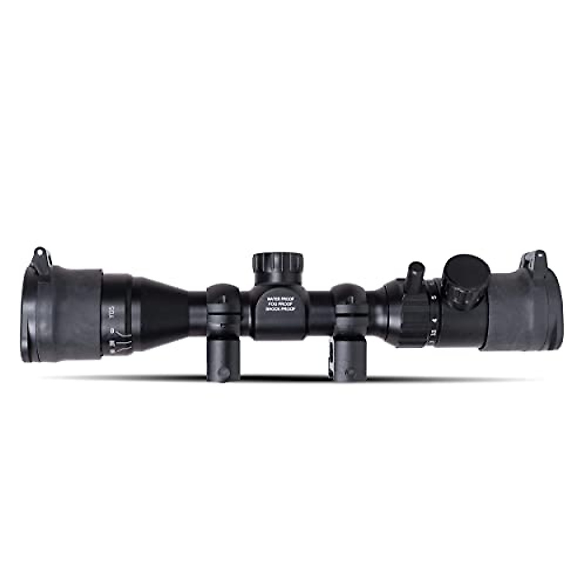 Monstrum 3-9x32 AO Rifle Scope with Illuminated Range Finder Reticle and Parallax Adjustment | Monstrum Flip Up Scope Cover Set | Bundle
