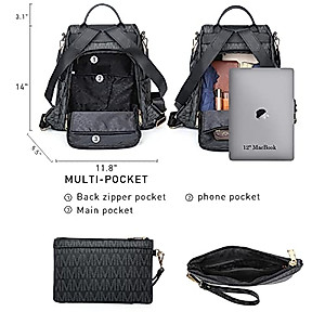 MKP COLLECTION Women Fashion Backpack Purse Multi Pockets Anti-Theft Rucksack Travel Shoulder Bag Handbag Set 2pcs