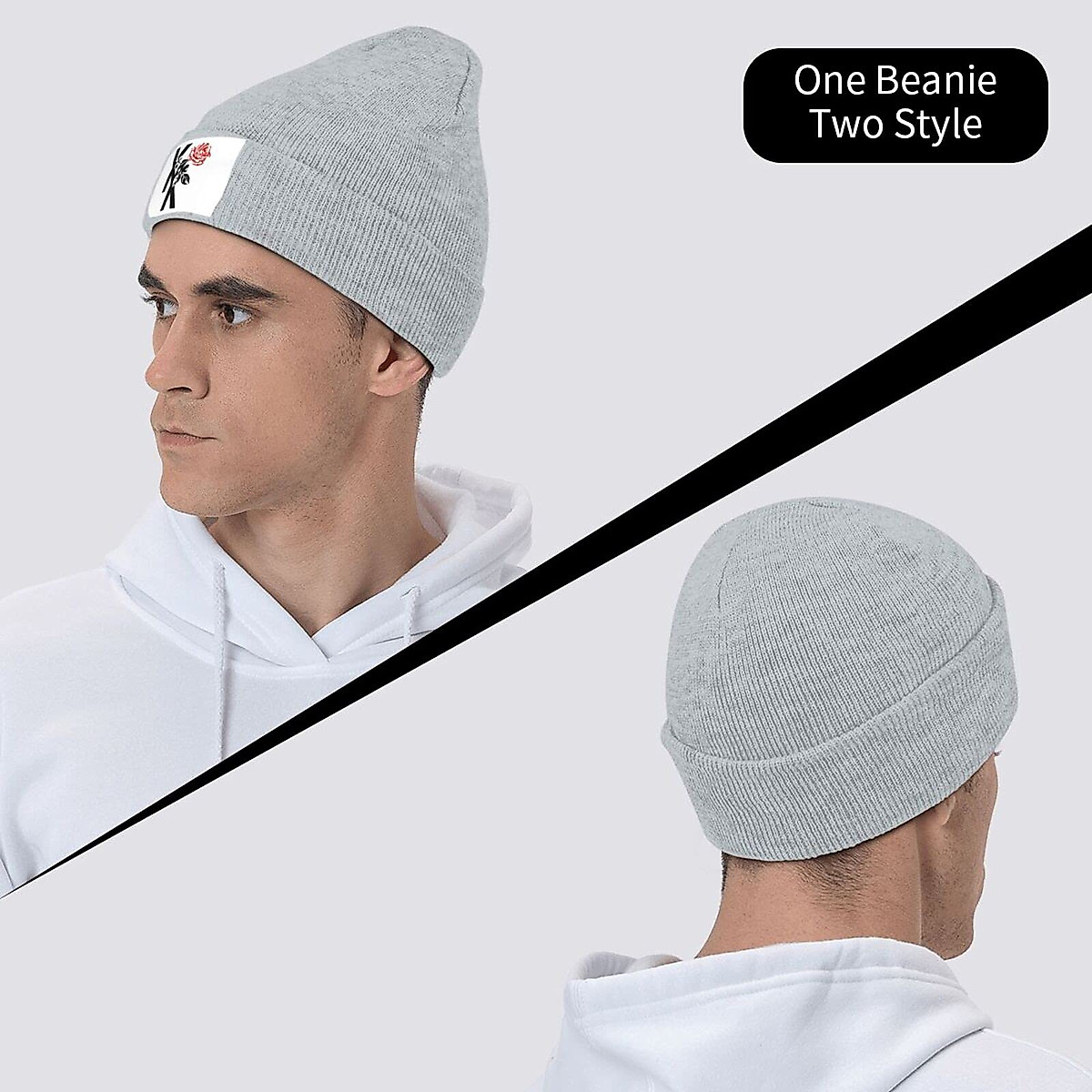 Knit Hat Beanie Cap Casual Skull Caps Hip-Hop Hats Multifunctional Headwear Unisex Gray