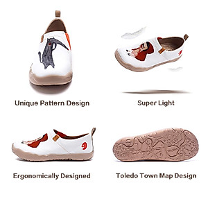 UIN Women's Flats Canvas Lightweight Sneakers Slip Ons Walking Casual Art Painted Travel Holiday Shoes Princess's Garden (Little Red, Numeric_7_Point_5)