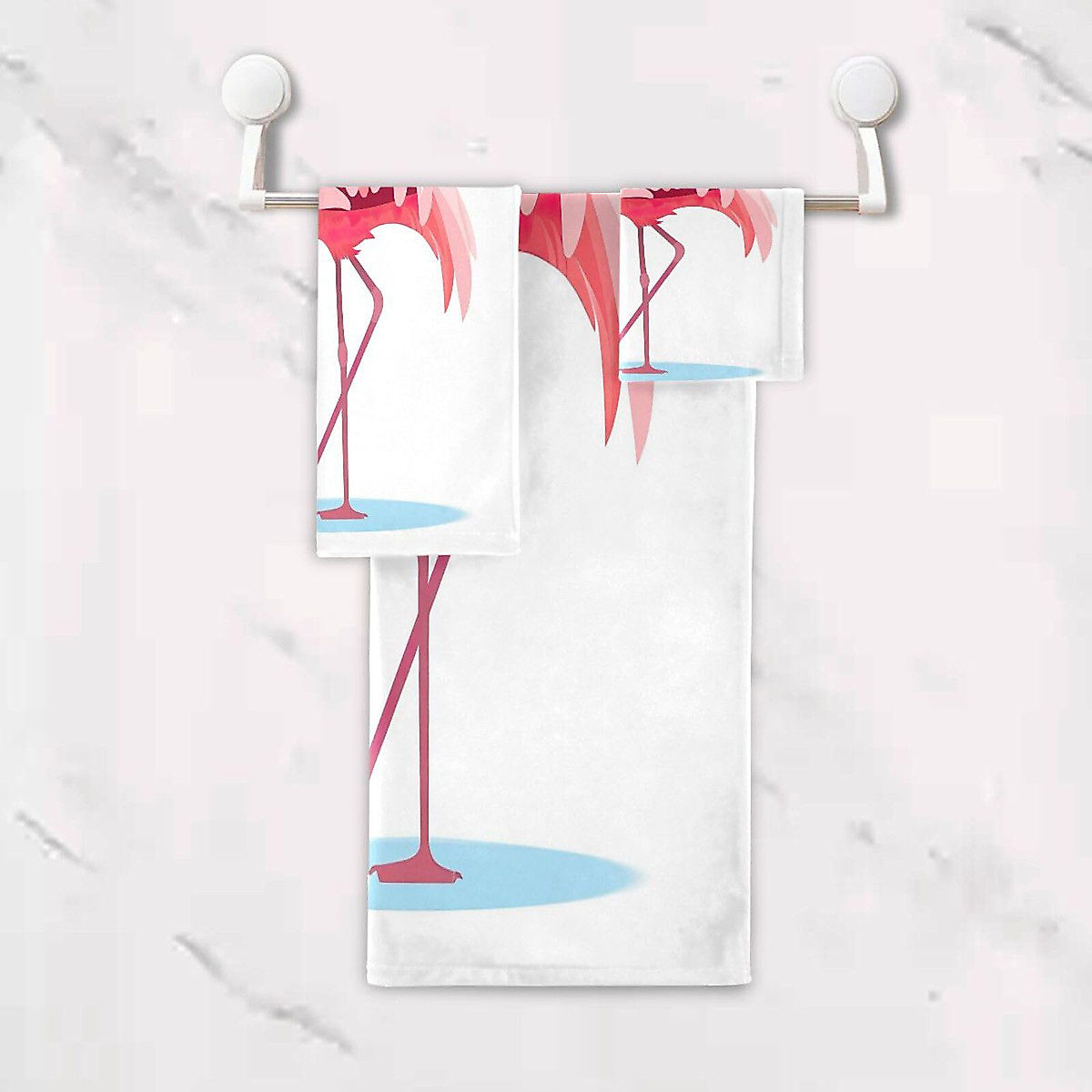 Flradish Pink Flamingo Towels 3 Pack Bath Towels for Bathroom Set Soft Cotton Highly Absorbent Lightweight & Quickdry Towel Set 1 Bath Towel,1 Hand Towel,1 Washclothe