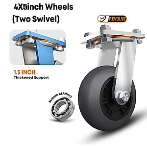 Steel Platform Truck Heavy Duty Flatbed Cart, 2200Lbs Push Cart Dolly, 36 x 24in Moving Flat Cart with 5'' Swivel Wheels