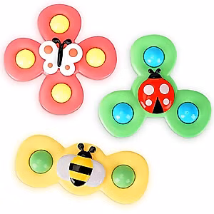 3Pcs Suction Cup Decisive Spinner Toys for Baby - Suction Table Fidget Spinner for Baby Bath Spinning Toy High Chair Toys with Suction Cups - Baby Suction Cup Toys for Babies Toddler Fidget Toys