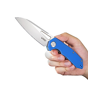 KUBEY Vagrant KU291 Folding Knife, Everyday Carry Pocket Knives 3" AUS10 S.S and G10 Handle with Deep Carry Clip Outdoor Knife for Men and Women (Blue)