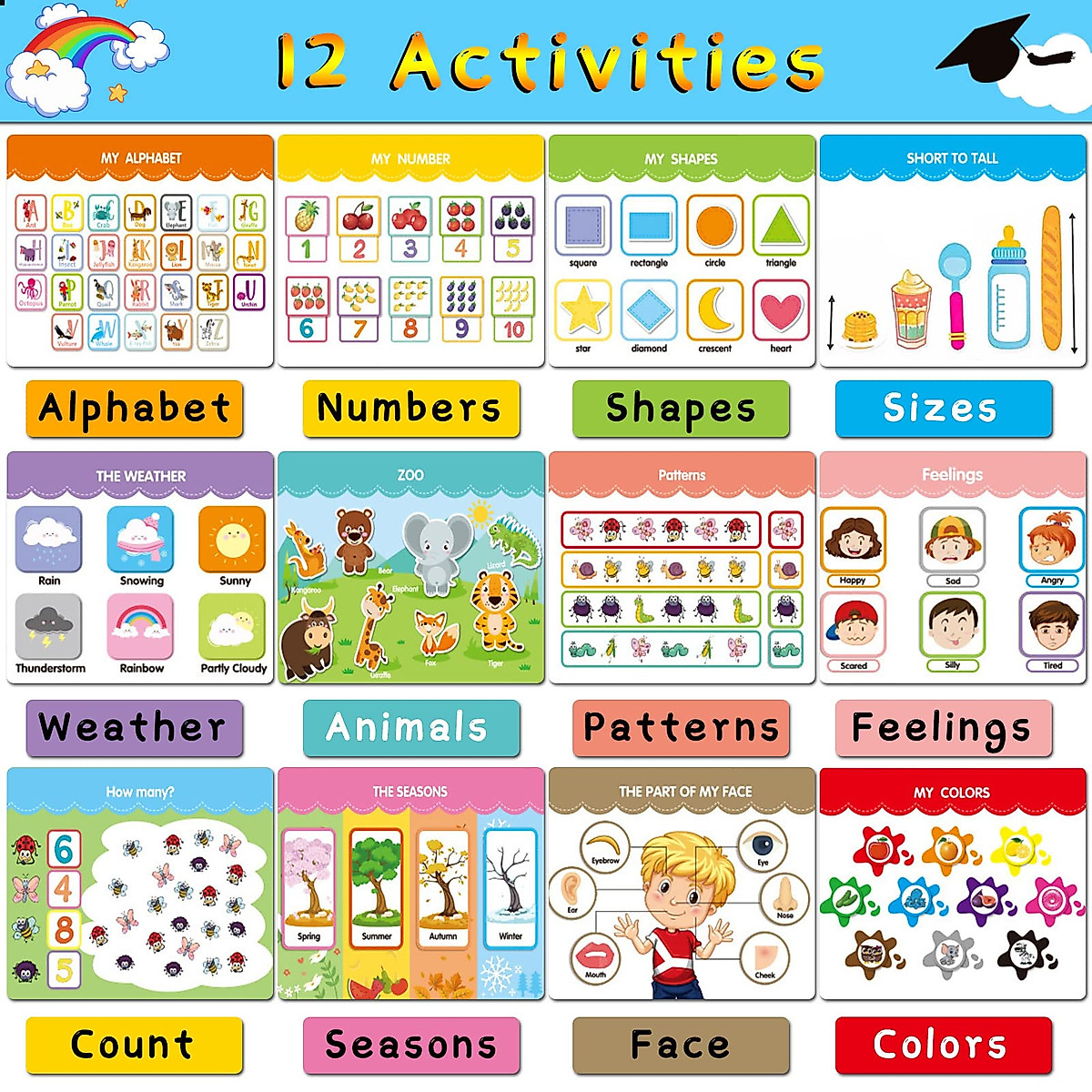 KINGTLE Busy Book for Kids, Preschool Montessori Toys Activity Binder, Toddlers Early Educational Learning Book, Sensory Books for Boys and Girls