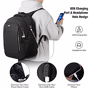 Laptop Backpack Travel, School Backpack with Usb Charging Port for Men Womens Boys Girls Water Resistant College School Bookbag Business Computer Backpack Fits 15.6 Inch Notebook Over 3 Years Old