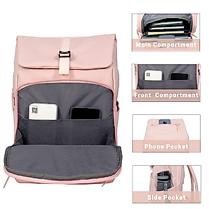 COTS Womens Backpack, Pink Laptop Backpack for Work Business Travel Backpack Fits 15.6 Inch Computer Fashion Casual Daypack Gifts for Women