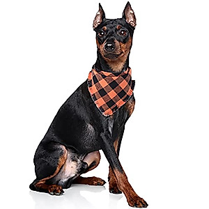Halloween Thanksgiving Christmas Fall Dog Bandana Autumn Plaid Reversible Triangle Bibs Scarf Accessories for Dogs Pets