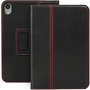 Casemade Real Leather Case Compatible with iPad Mini 7 (A17 Pro) / 6th Gen (2021) - Full-Grain Leather Cover, Auto Sleep/Wake, Dual Stand Position (Tan)