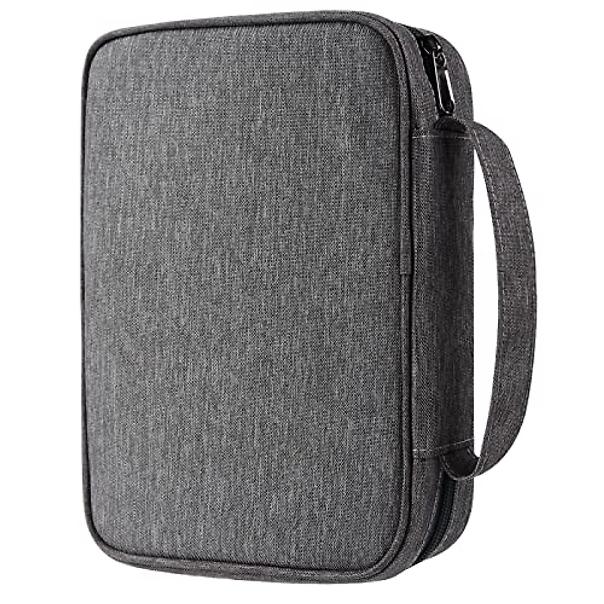 Bible Cover Case with Scripture Book Case Church Bag with 3 Cross Bookmarks Protective with Handle, Zipper and Pockets for Men 10“x7.5”x2.5" Fits Standard Size Bible 9.6"x7.5"x2.5", Black