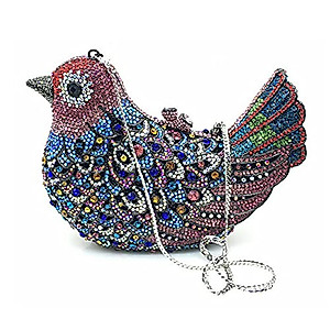 XLH Pigeon Women Evening Clutch Bird Cute Artificial Rhinestone Bag Crossbody Purse Evening Party Bags Handbag,Blue,S