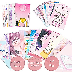 50Pcs Kawai Anime Aesthetic Picture Wall Collage Kit, Pink Cartoon Assembled Print Card Set, Back to School Dorm Photo Poster Display Trendy Style, Sweet Room Decor Cute Collage Kit For Teens Girls Gifts