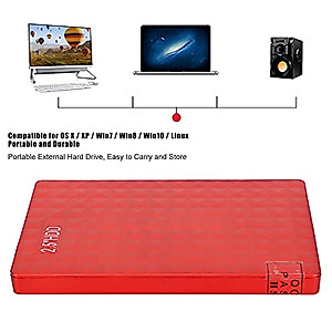 GOWENIC External Hard Drive HDD, Ultra‑Thin Portable Hard Drive SSD, Mirco USB3.0 External Hard Drive HDD Suitable for OS X/XP / Win7 / Win8 / Win10 / Linux (Red)(500GB)