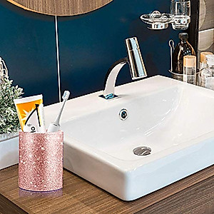 Pencil Cup, Pen Cup PU Glitter Pen Holder Shiny Pen Pencil Stand Pencil Holders Makeup Brush Holder Pen Pencil Organizer Case for Desk Organizer and Storage Box Office Classroom Home (Pink)