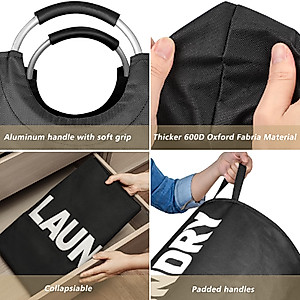 Maxsilan 125L X-Large Laundry Basket, Freestanding Tall Clothes Hamper, Collapsible Laundry Bag,Waterproof with Foam Protected Aluminum Handles for College Dorm, Family, Black