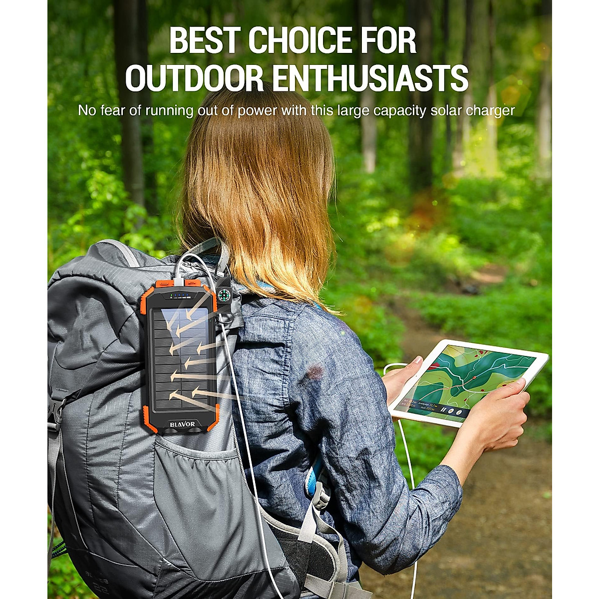 2 Pack 𝙐𝙥𝙜𝙧𝙖𝙙𝙚 Solar Powered Cell Phone Charger with Super-Strong Magnets 10,000mAh Waterproof Bakcup Battery for Camping (Green+Orange)