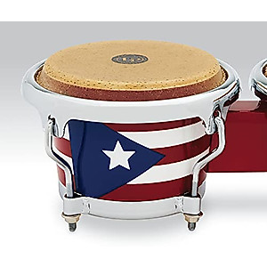 Latin Percussion LPMC Mini Tunable Puerto Rican Flag Wood Bongos (LPM199-PR)
