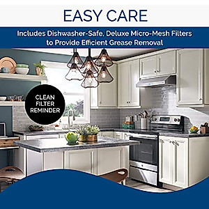 Broan-NuTone BCDJ142SS Glacier 42-inch Under-Cabinet 4-Way Convertible Range Hood with 3-Speed Exhaust Fan and Light, Stainless Steel