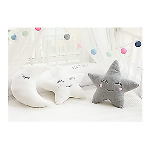 Soft Plush ELONEL Star Pillow Moon Cloud Fresh Cushion Bed Pillow Home Office Sofa car seat Cushion Party Supplies (Clouds (21.5*17.7) inch (55*45) cm, White)